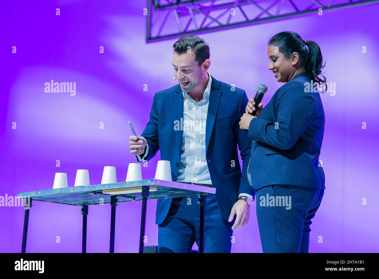 Celebrity mentalist Gilan Gork on stage at Think Sales Convention in ...