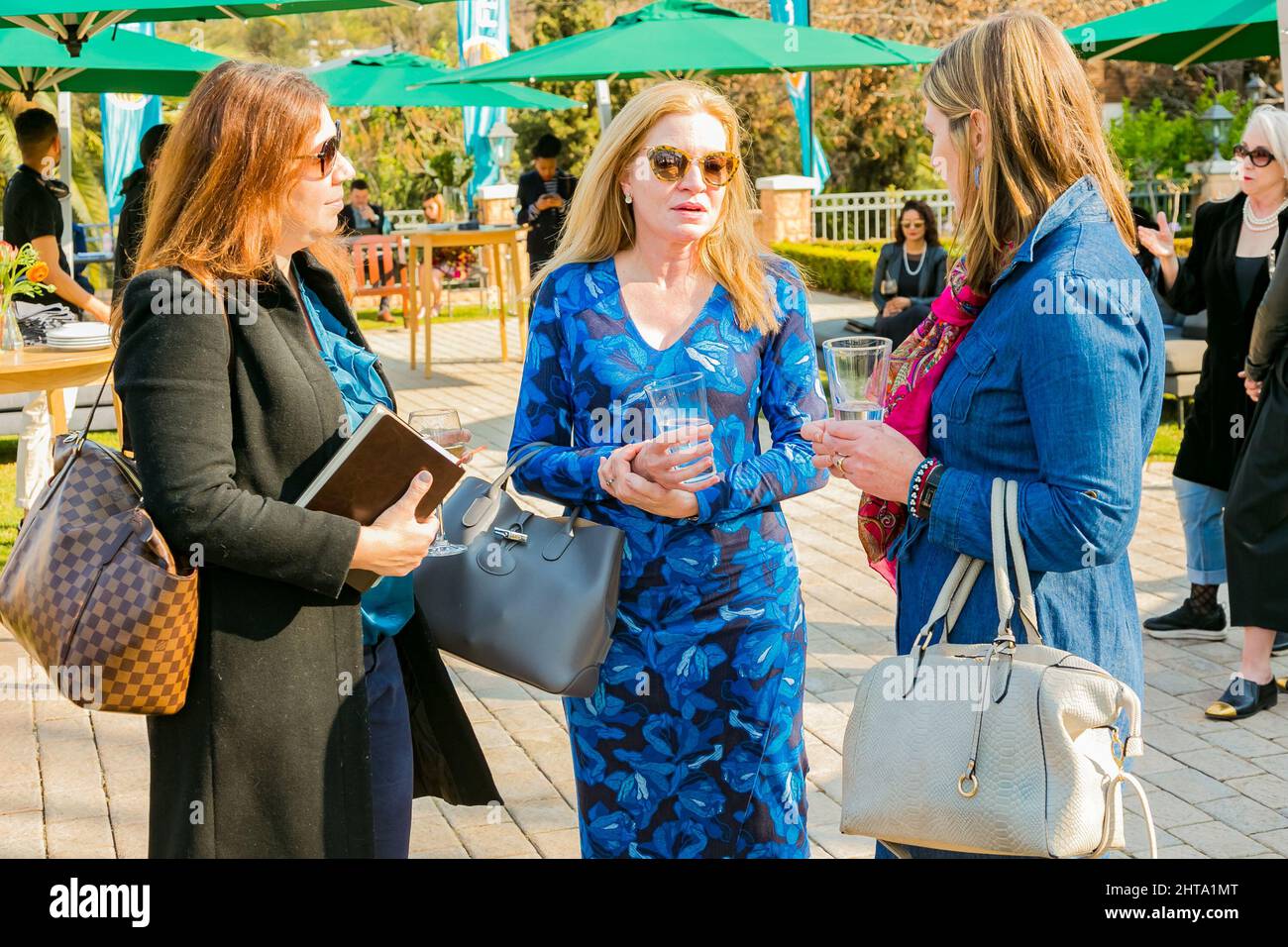 Number of VIP guests mingling at an outdoor social event in ...