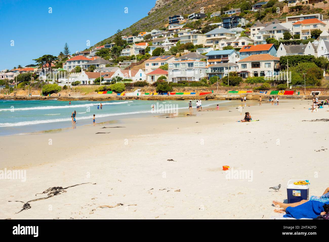 Beachgoers in the small coastal town of Fish Hoek Stock Photo - Alamy