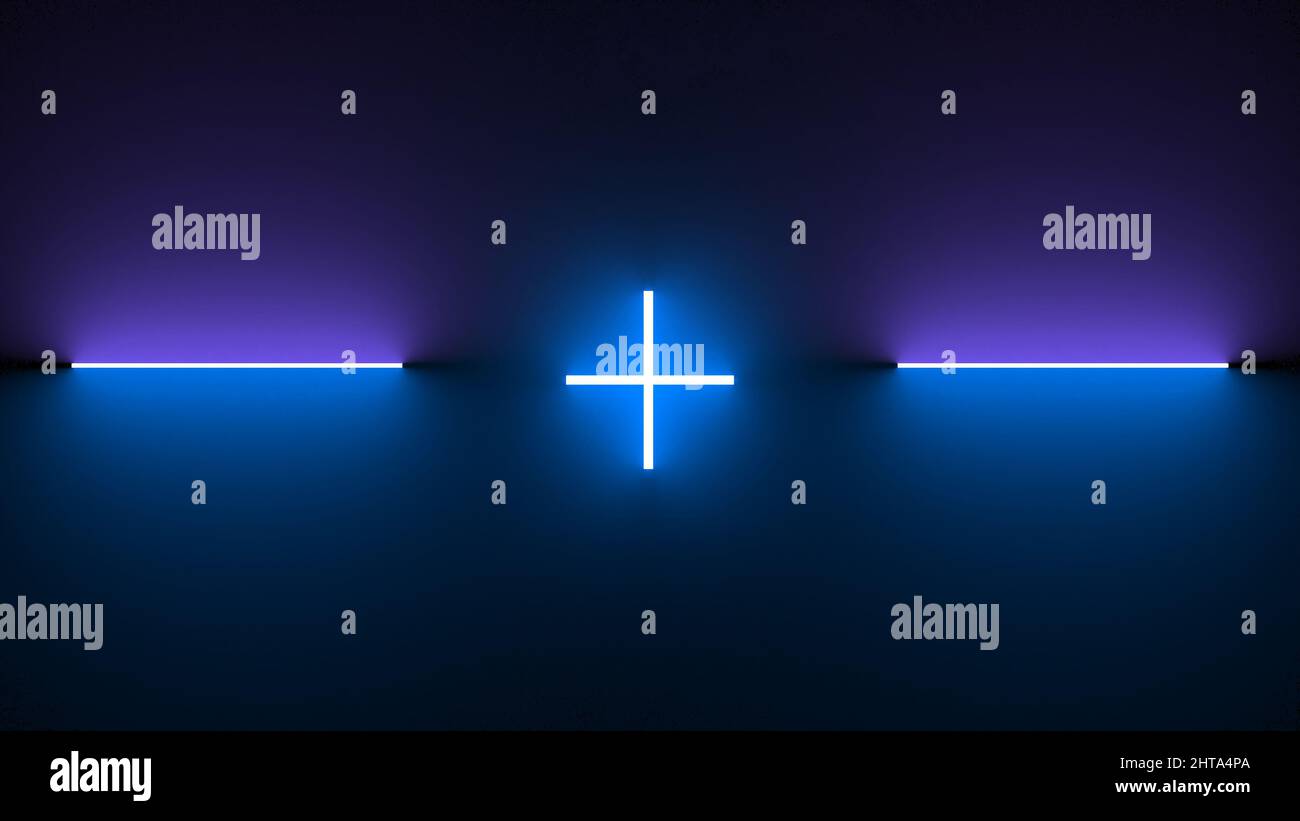 Illustration of a neon plus sign isolated on a black background Stock ...