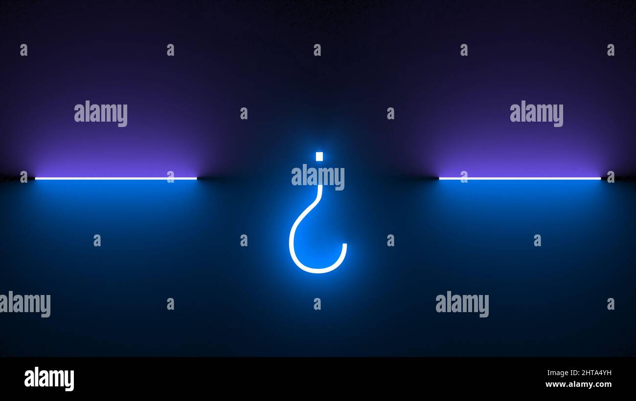 Illustration of a neon punctuation mark isolated on a black background ...