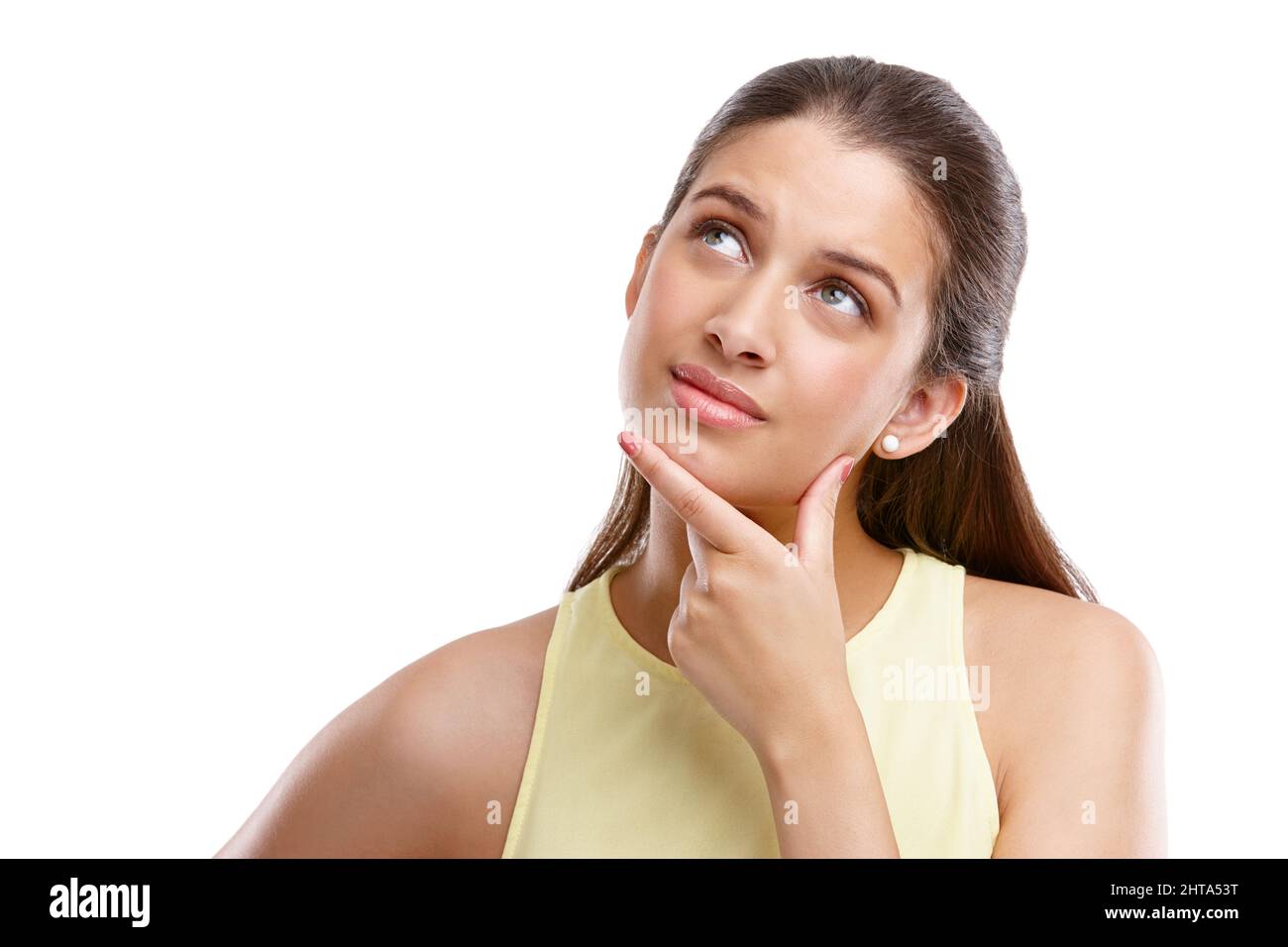 Beautiful thoughtful woman looking up hi-res stock photography and ...