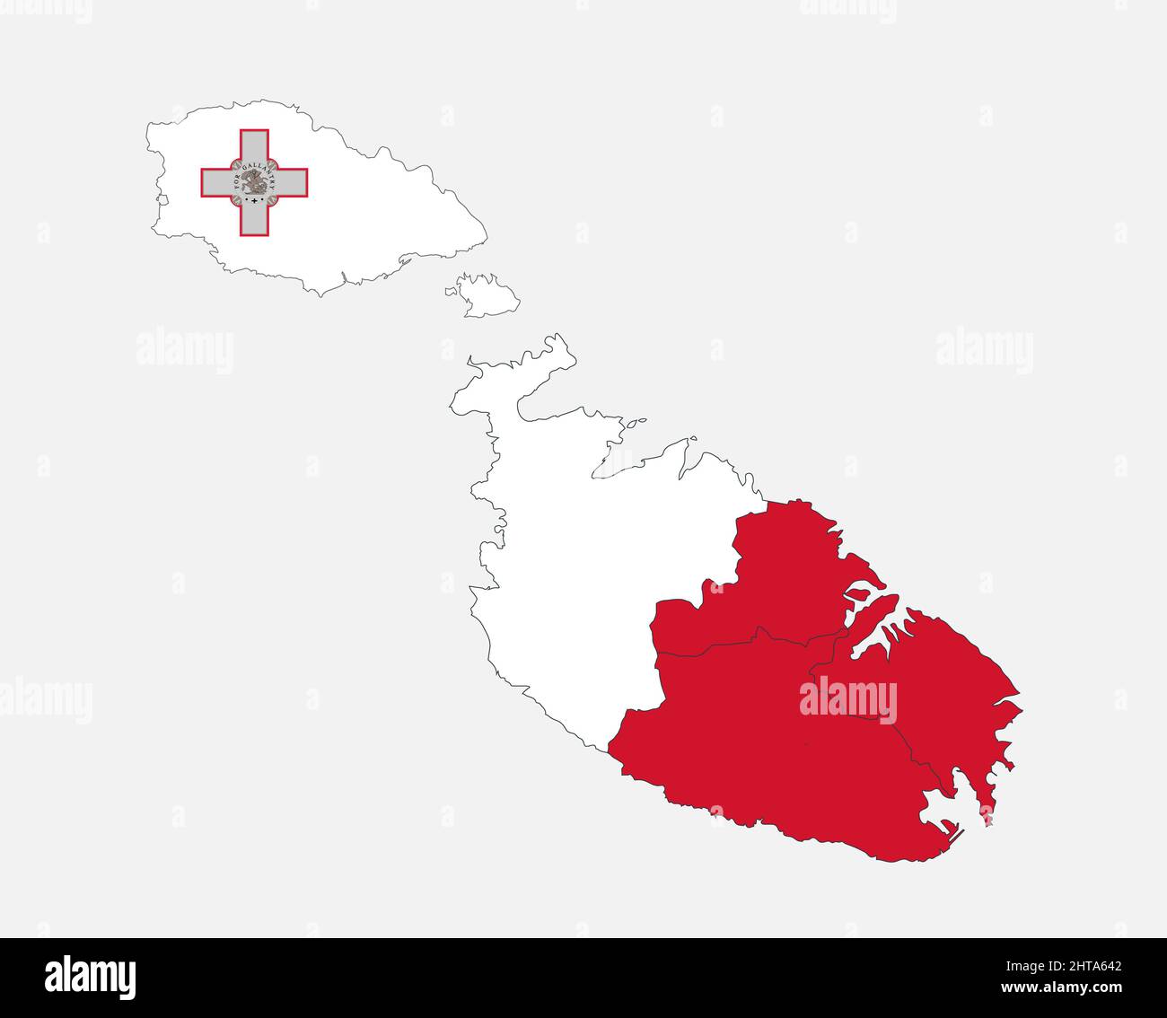 Map of the Malta in the colors of the flag with Current regions , blank ...