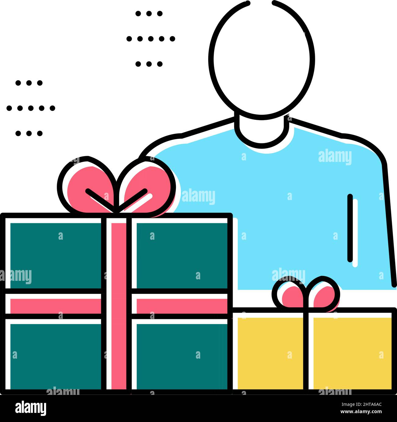 human with presents color icon vector illustration Stock Vector Image ...