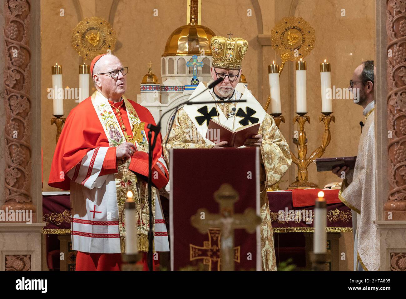 New York United States 27th Feb 2022 Cardinal Timothy Dolan And