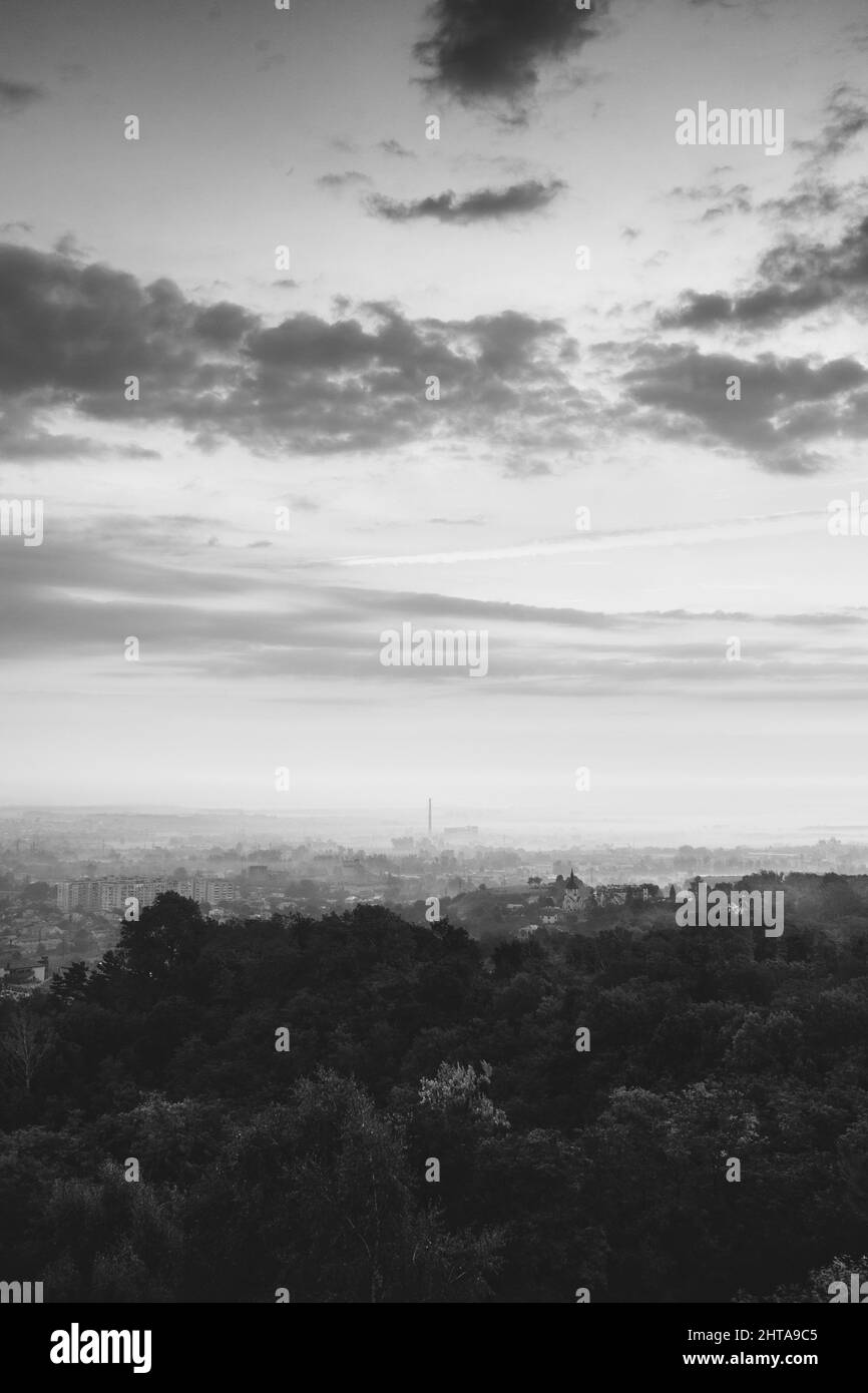 Grayscale of beautiful mountains Stock Photo - Alamy