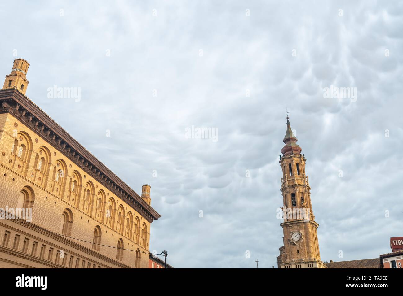Plaza of Our Lady of the Pillar in Zaragoza, Aragon, Spain Stock Photo ...