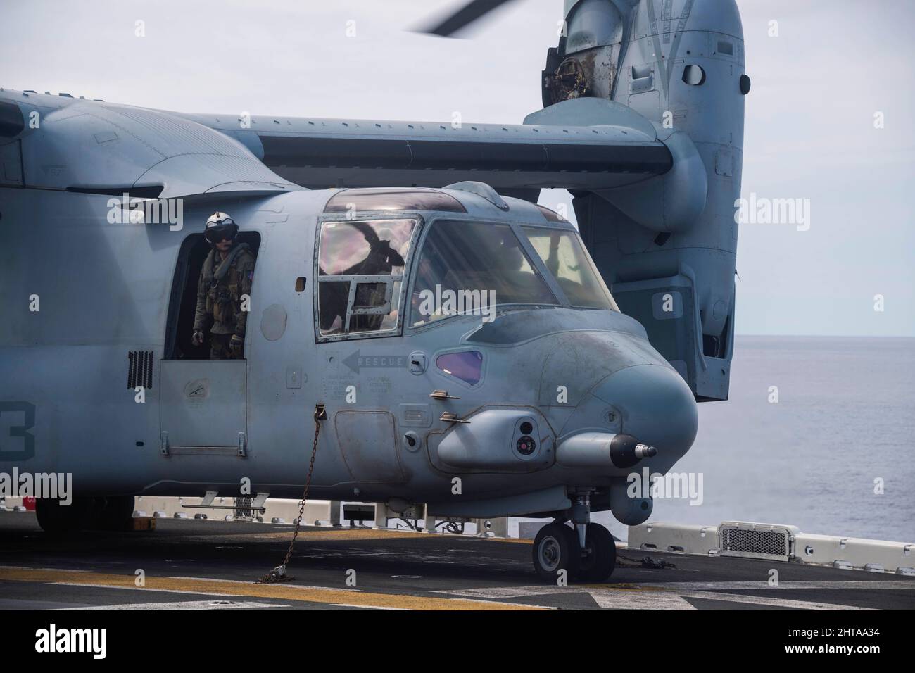PACIFIC OCEAN (Feb. 26, 2022) An MV-22B Osprey attached to Marine ...