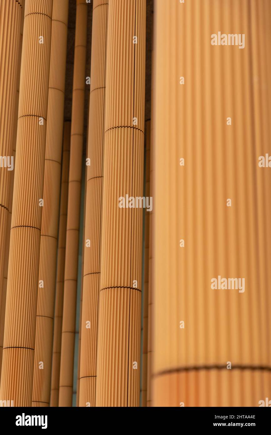 Vertical shot of the beautiful columns at the International Exhibition ...