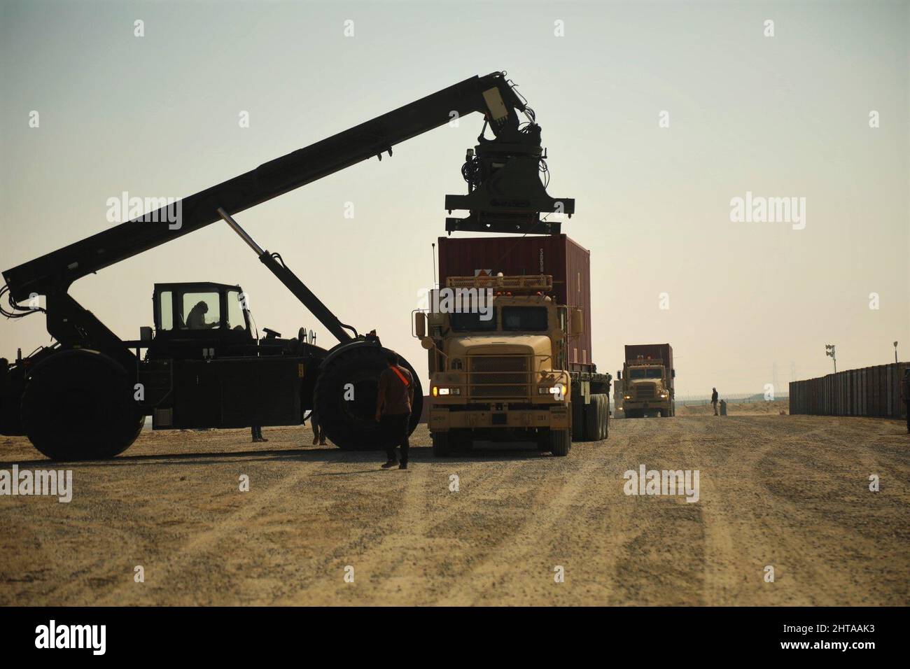 A convoy of U.S. Army M915 tractor assigned to the 389th Combat ...