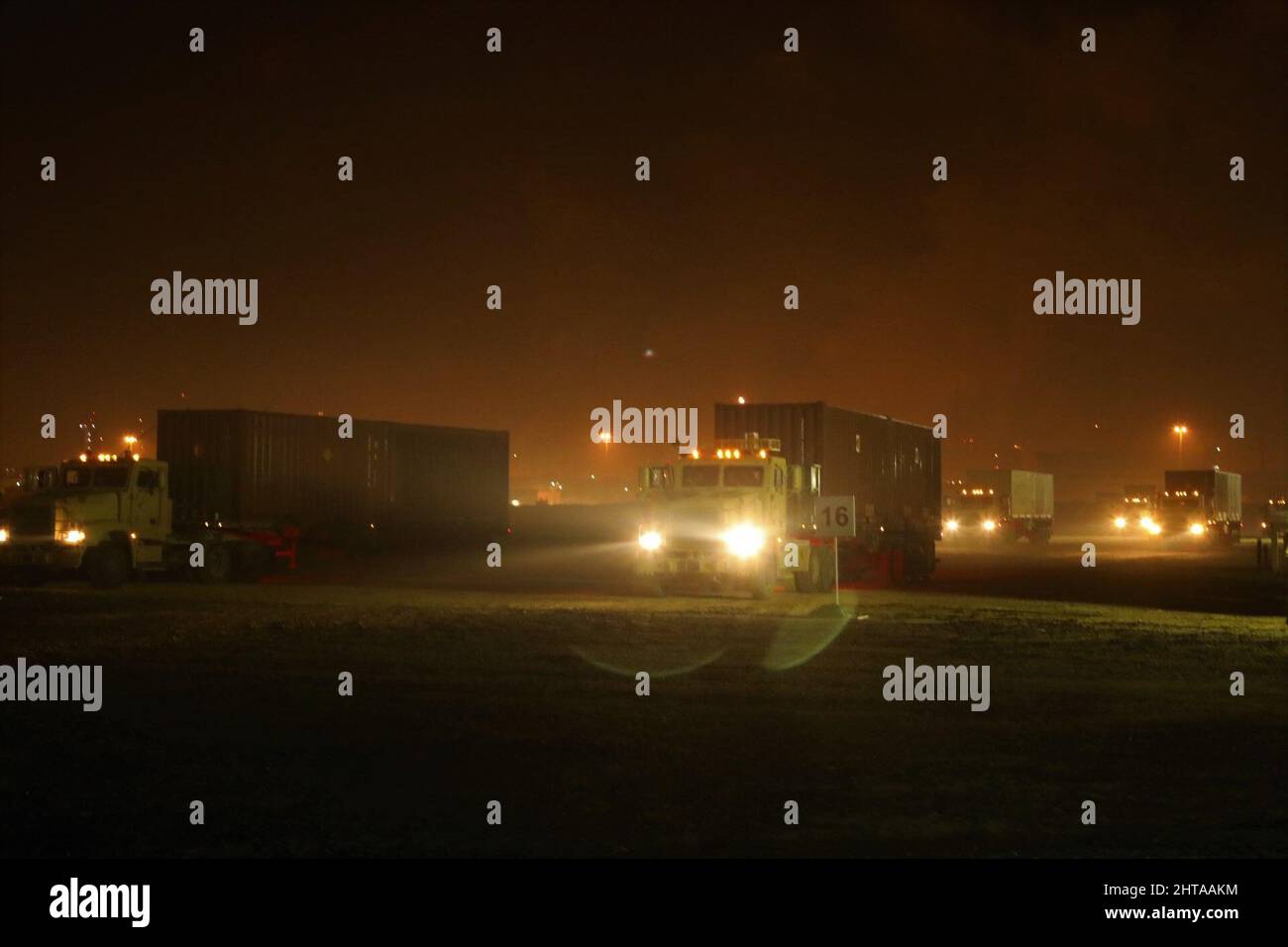 A convoy of U.S. Army M915 tractor assigned to the 389th Combat ...