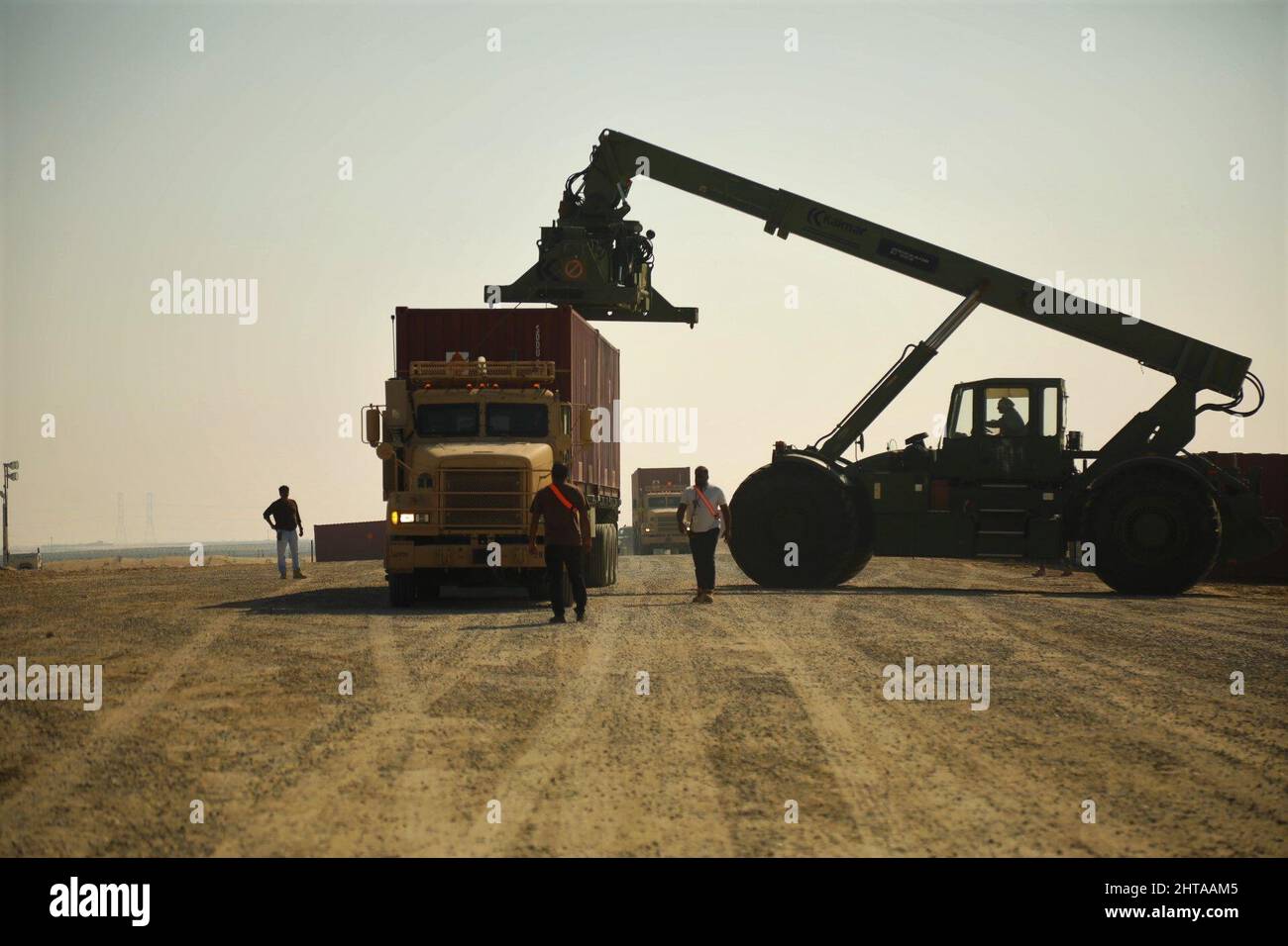 A convoy of U.S. Army M915 tractor assigned to the 389th Combat ...