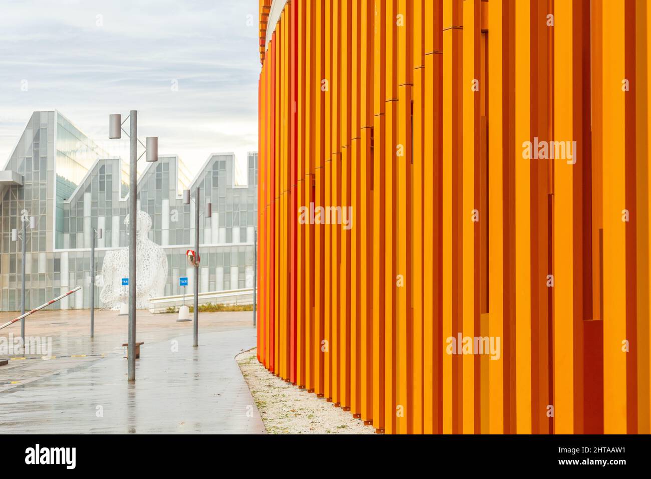 Orange building in the International Exposition in Zaragoza, expo 2008 ...