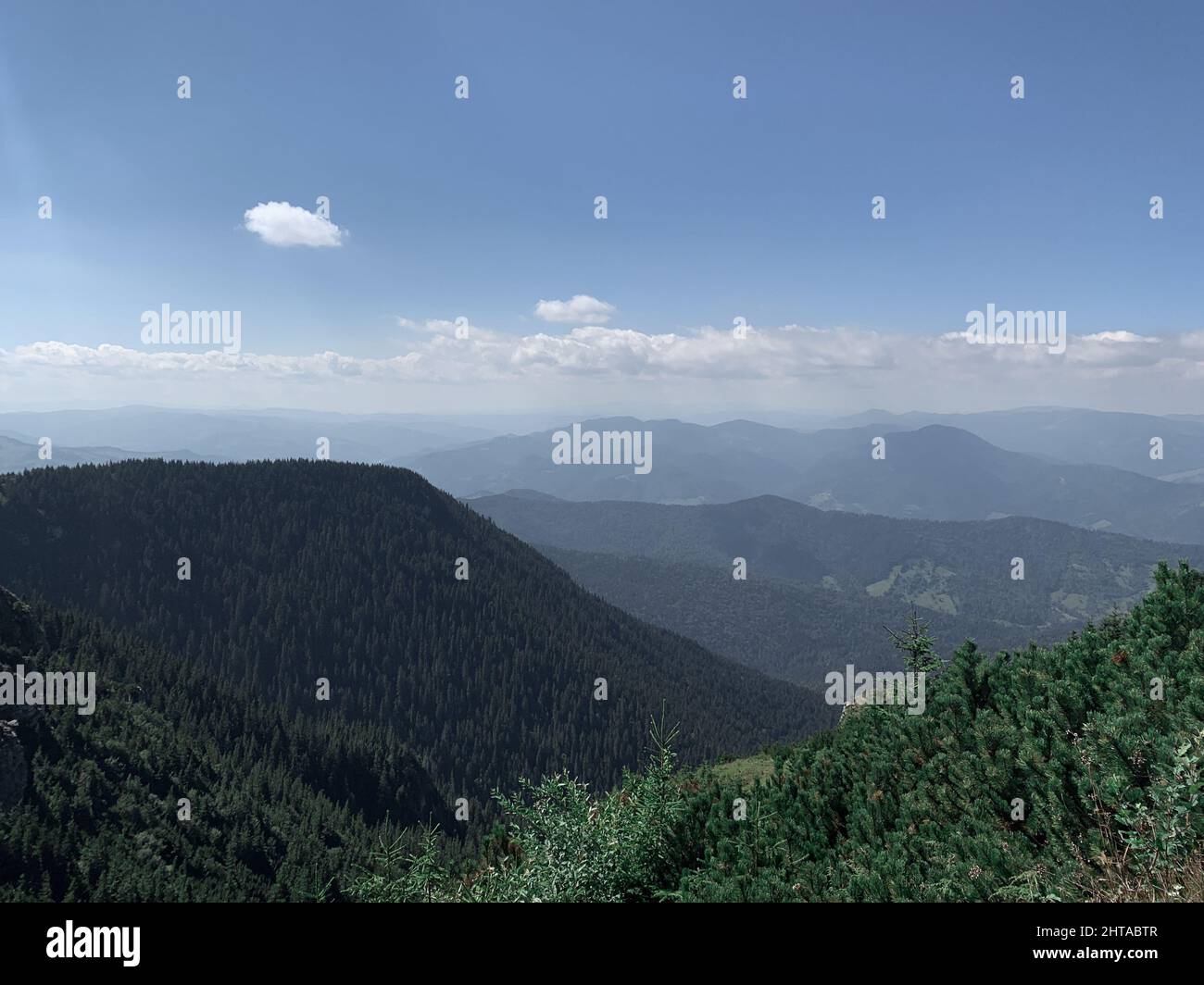Stunning landscape of famous Ceahlau Massif mountains in Romania Stock ...
