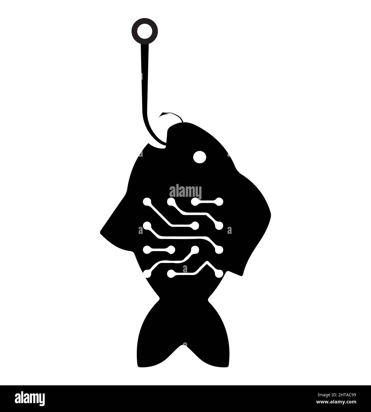 Illustration of a black fish on a white background Stock Photo - Alamy