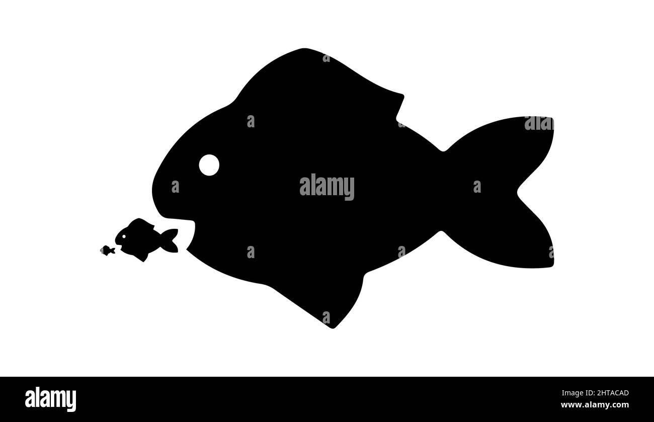 Illustration of a fish eating fish on a white background Stock Photo ...