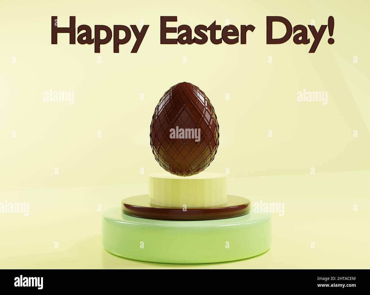 Happy Easter. Chocolate egg on the podium . Sweet Easter composition. 3D illustration Stock ...