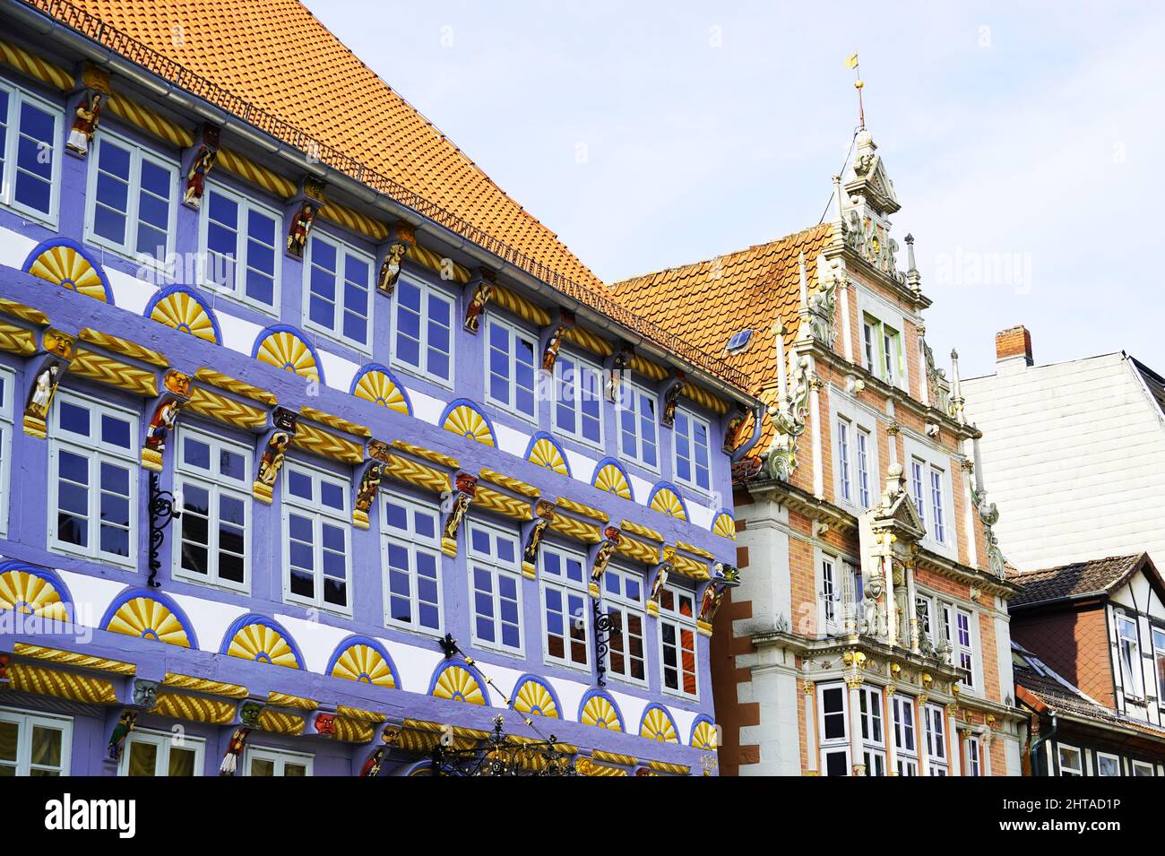 Closeup of the house facade of an old historical building in Hamlen ...