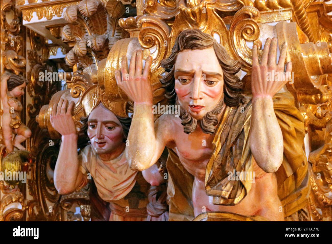 Religious statues in the San Francisco church in Salvador da Bahia ...
