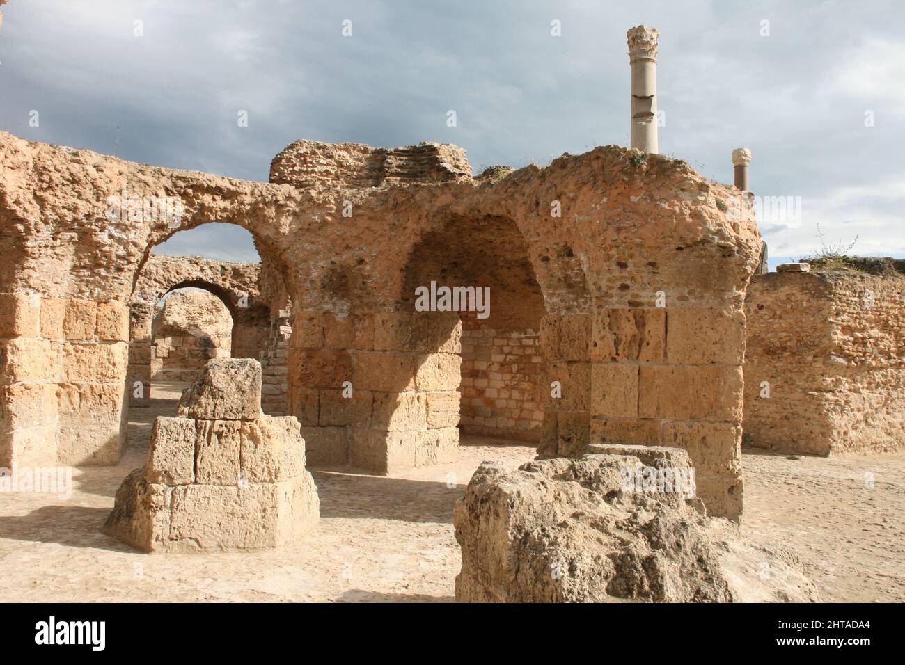 Ruins of the historical Roman empire's buildings in Tunisia Stock Photo ...