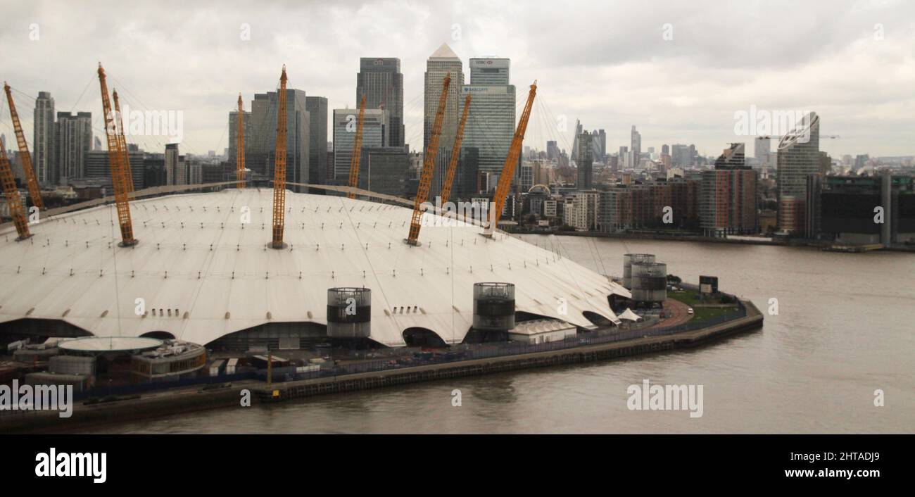 Famous The Millennium Dome of the Thames in London with tall buildings ...