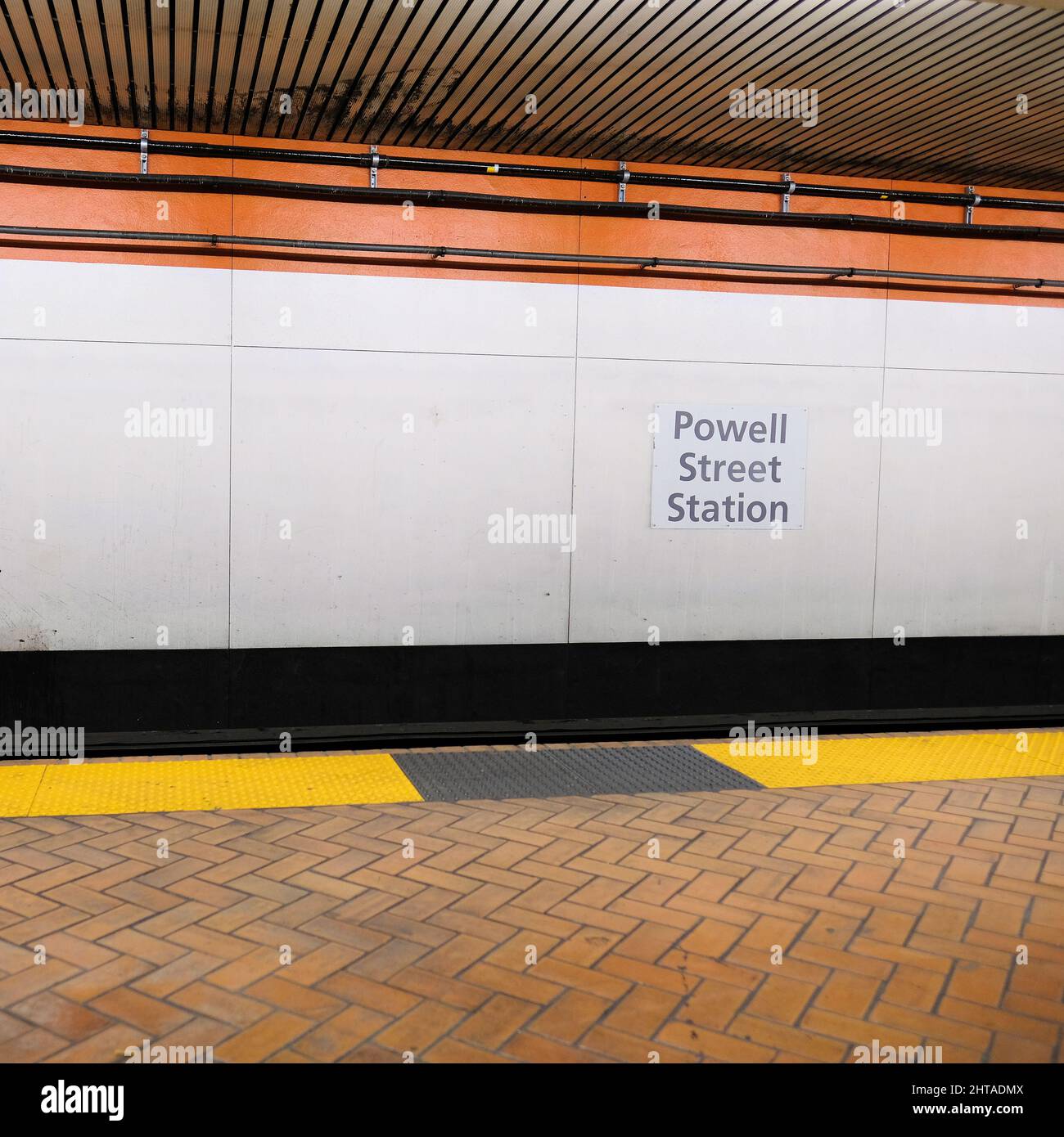 Interior sign at the Powell Street Bart Station in San Francisco, part ...