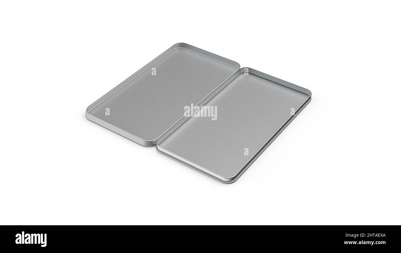 3d rendering of a rectangular silver pencil box on a white background ...