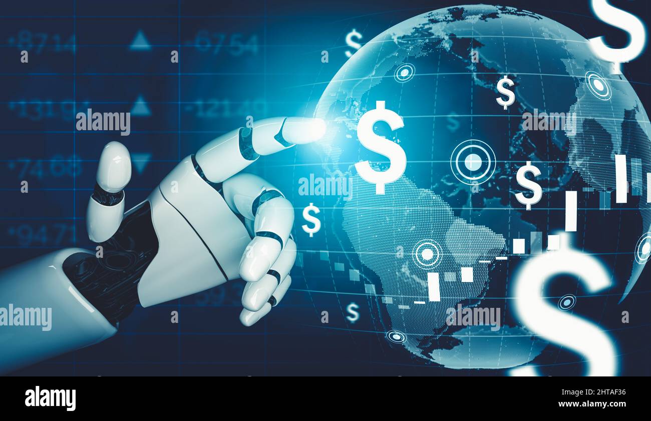 3D rendering futuristic droid robot technology development, artificial intelligence AI, and ...