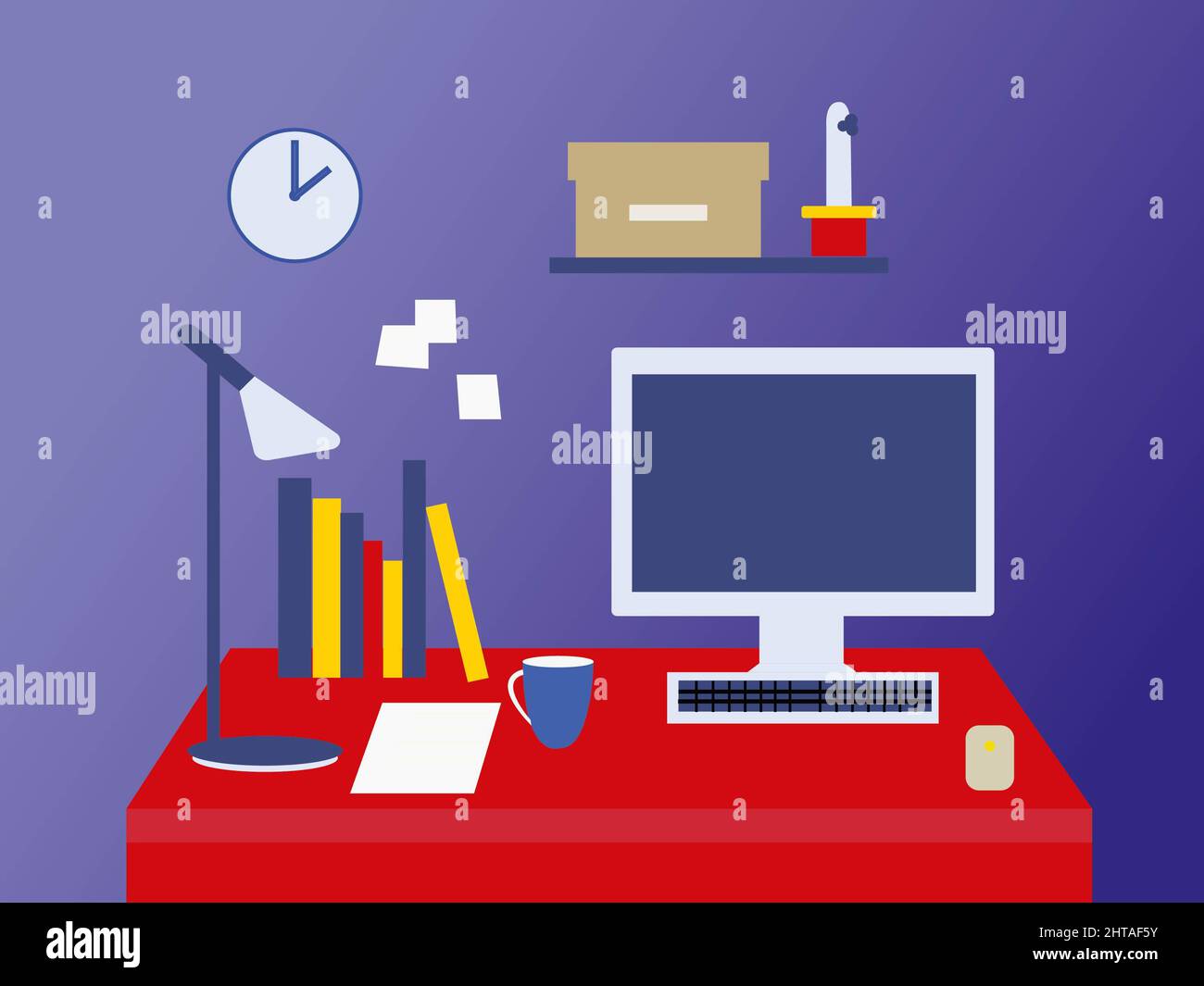 Illustration of workplace in the office - work concept Stock Photo - Alamy