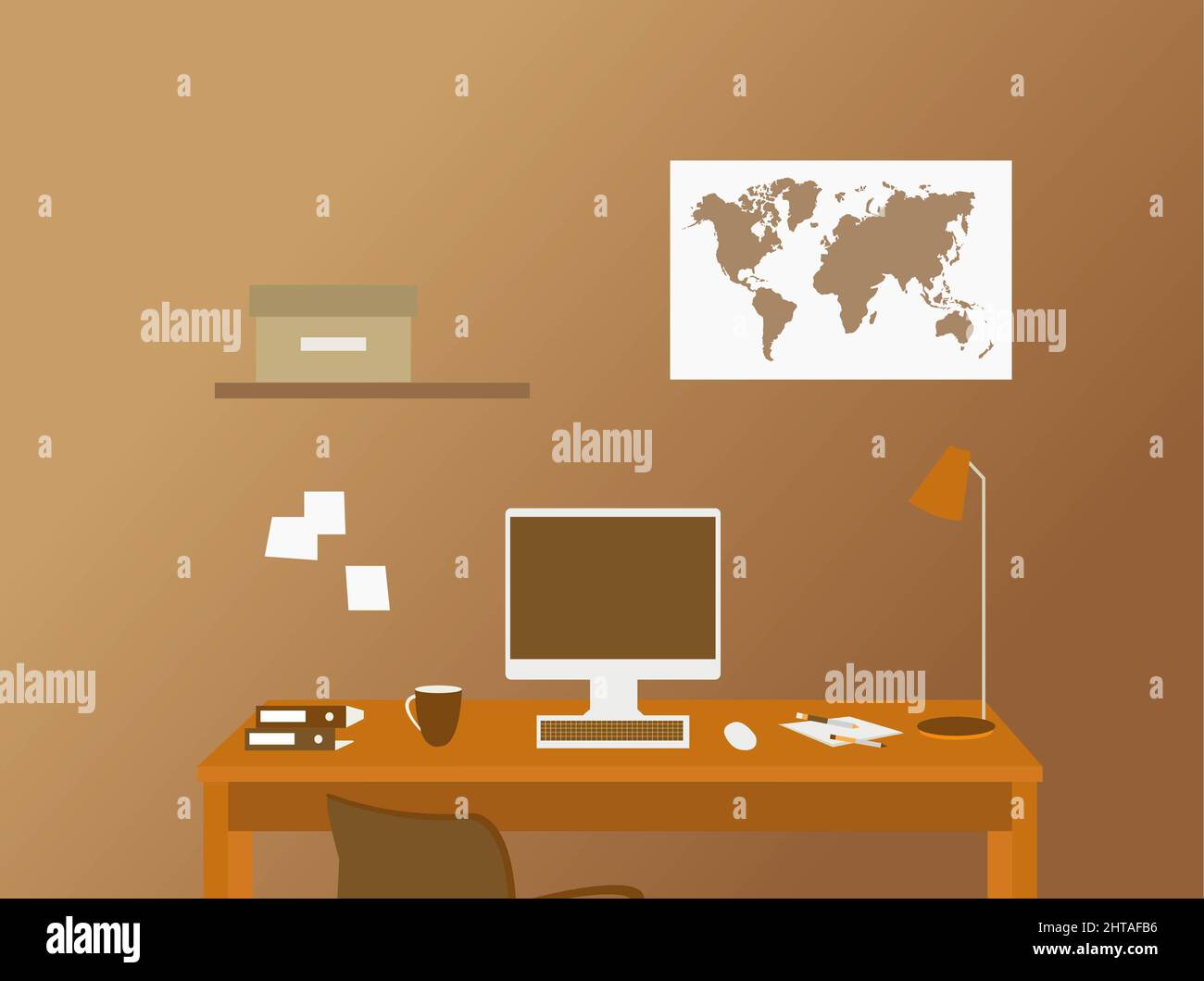 Illustration of workplace in the office - work concept Stock Photo - Alamy