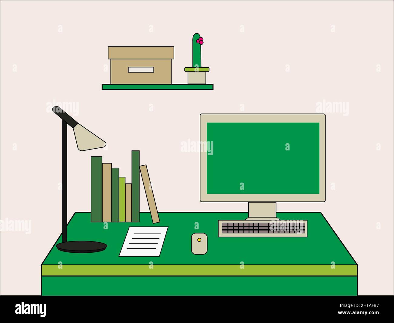 Illustration of workplace in the office - work concept Stock Photo - Alamy