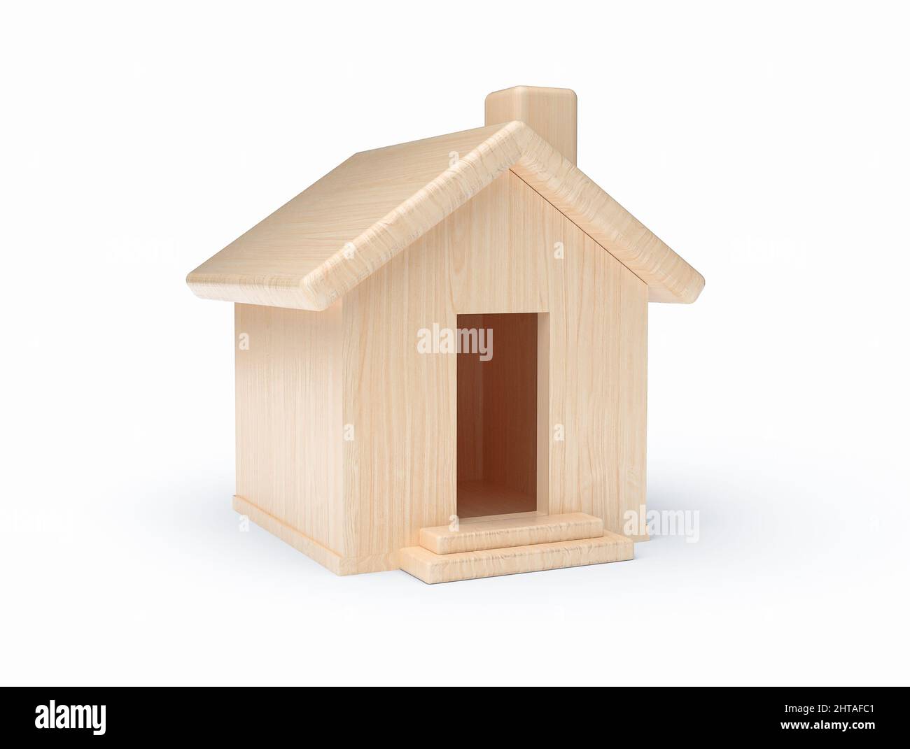 3d rendering of a mini wooden toy house on a white background Stock ...