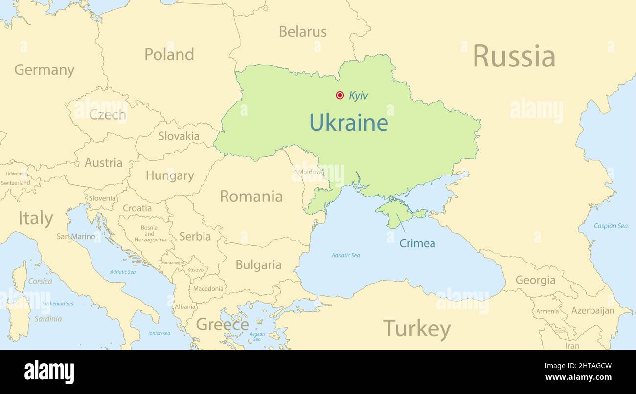 Ukraine map with neighboring states and names, classic maps design ...
