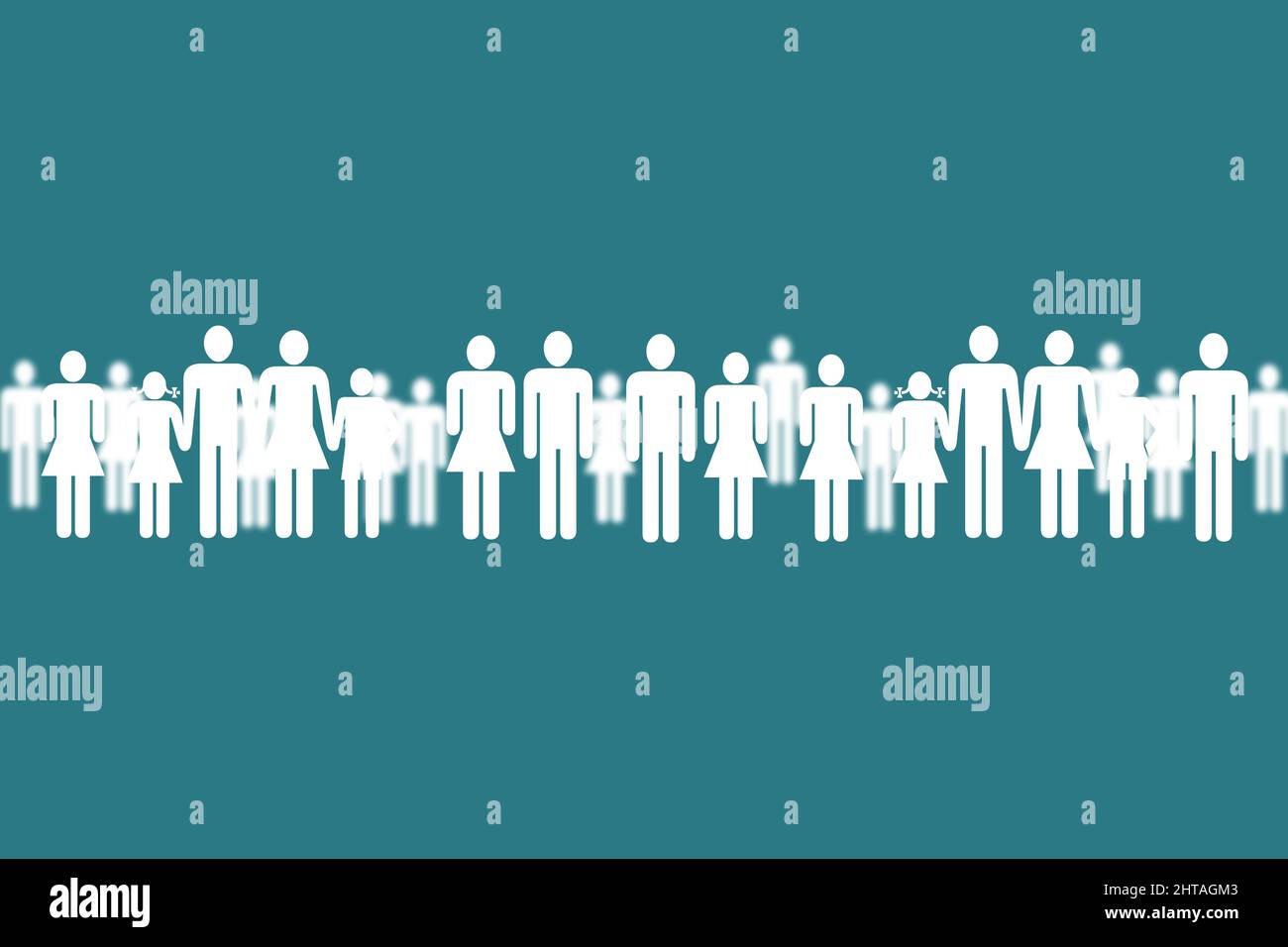 Illustration of person icons on blue background Stock Photo - Alamy