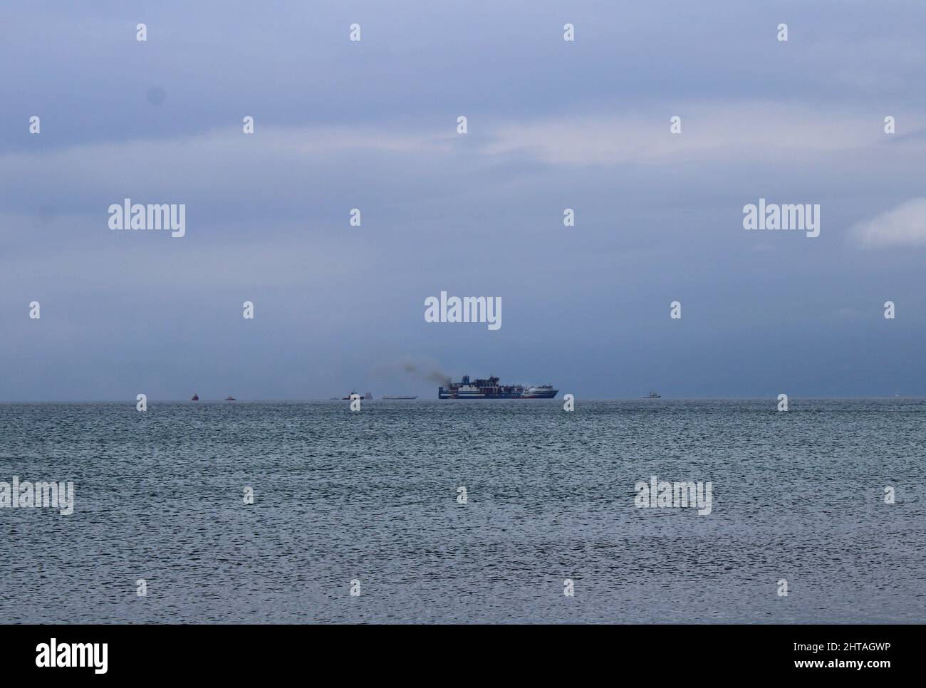 Burning ferry Euroferry Olympia off the coast of Corfu, 3 days after a ...