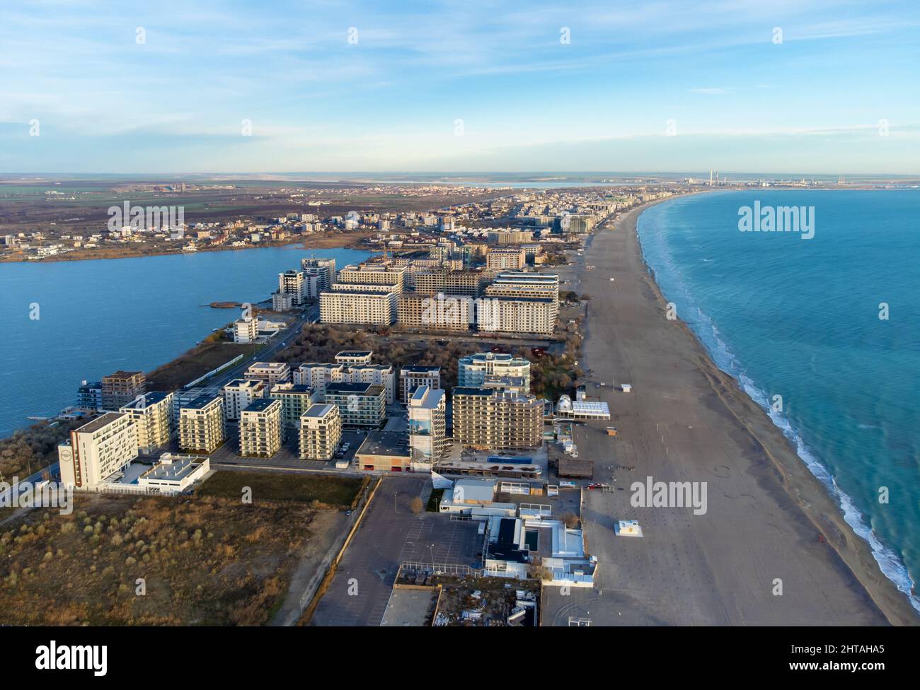 Drone shot of a landscape with Mamaia resort in Romania Stock Photo - Alamy