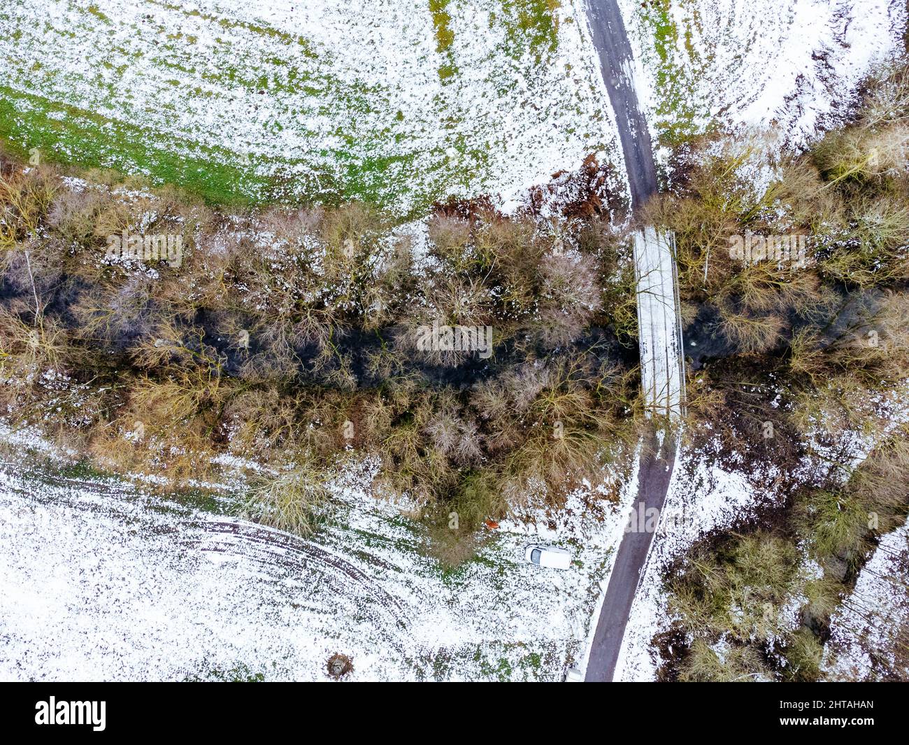 An aerial view of a bridge over the river in the countryside Stock ...