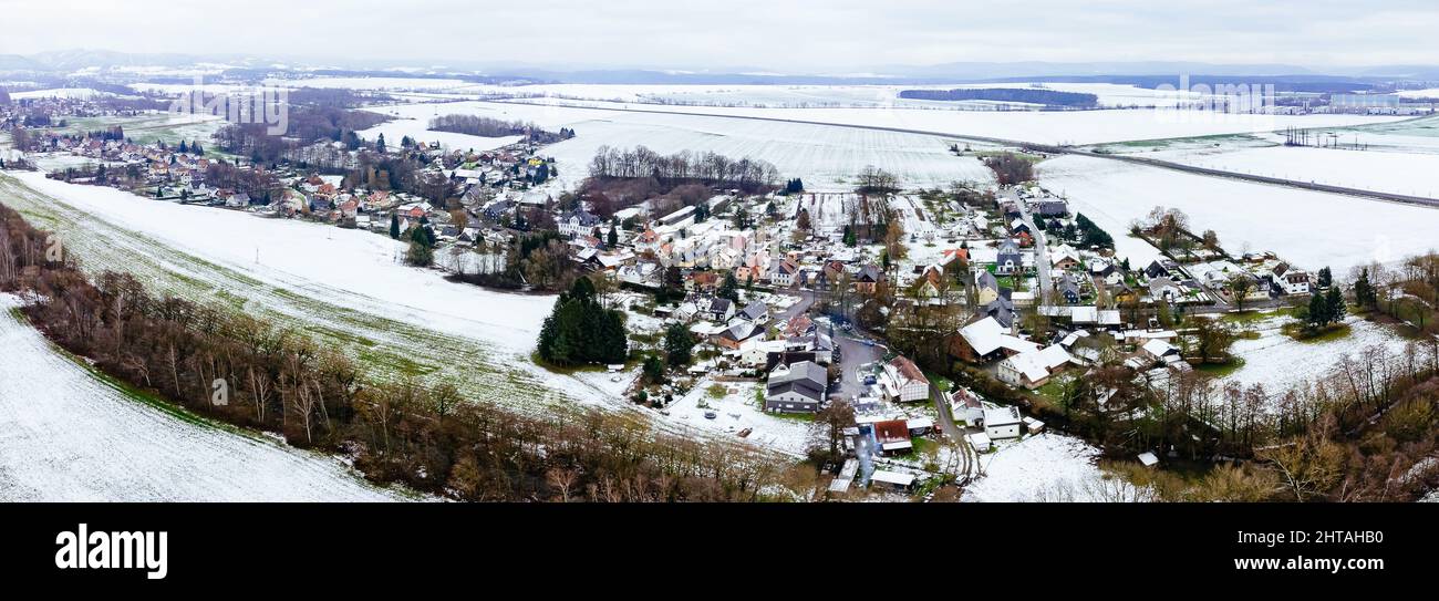 Aerial of the snowy Sonnenberg borough in Germany Stock Photo - Alamy