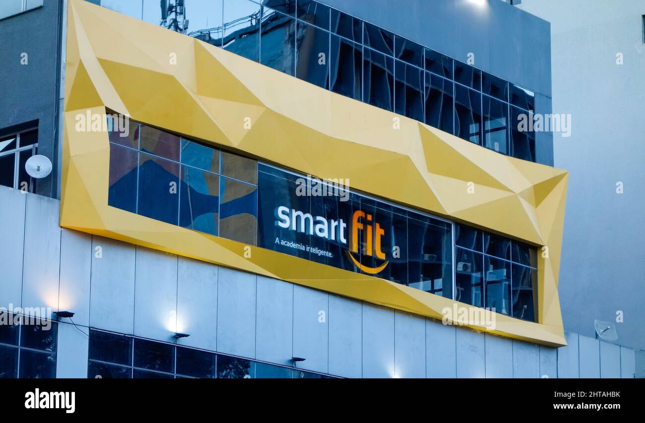 Brazilian gym academy Smart Fit building facade, Sao Paulo, Brazil ...
