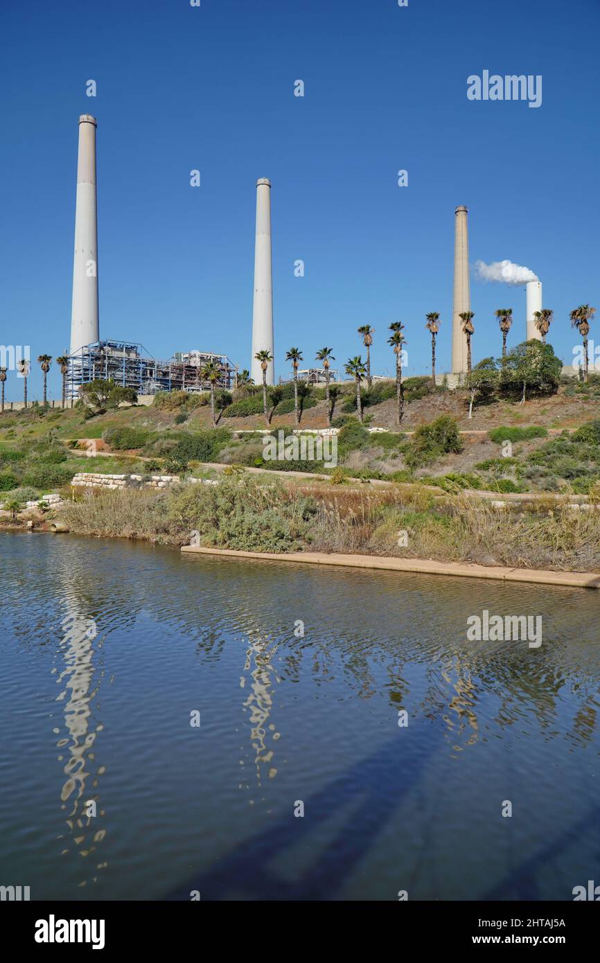 Vertical shot of the Orot Rabin (formerly Maor David) power plant in ...
