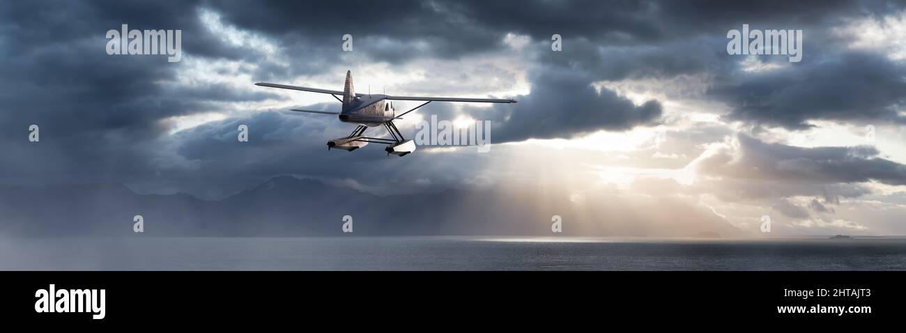 Seaplane Aircraft Flying over the Pacific Ocean Coast Stock Photo - Alamy