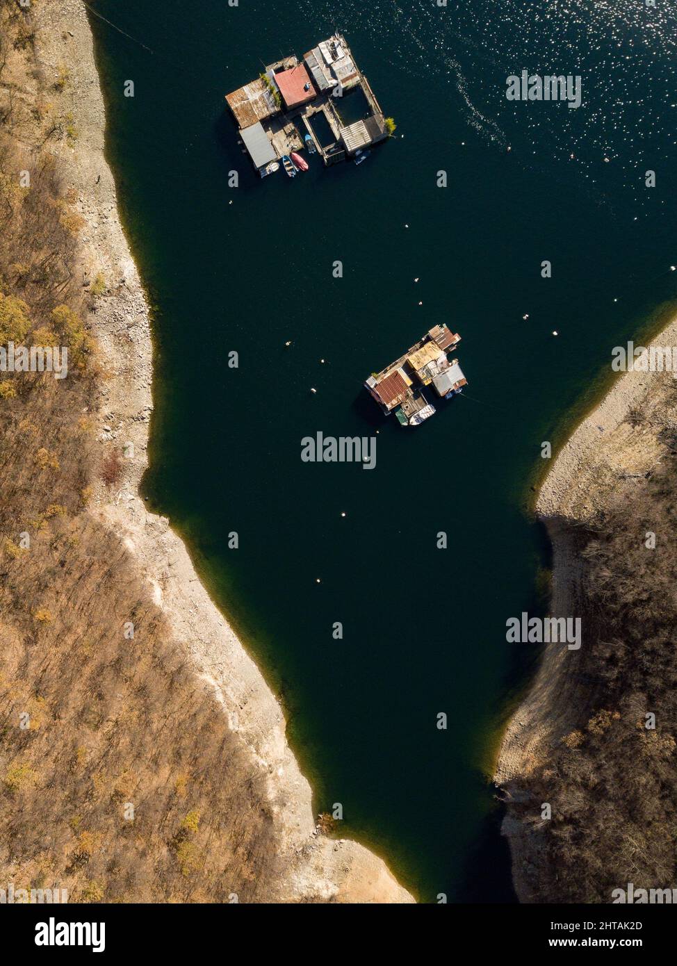 Aerial view of a beautiful landscape with Vucha dam in Bulgaria Stock ...
