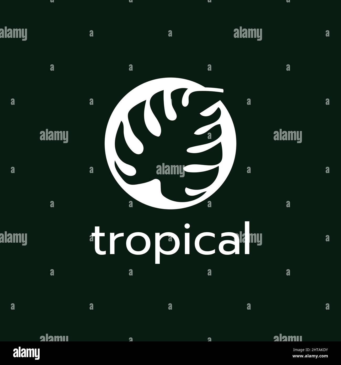 Tropical logo design symbol vector template. Monstera leaf illustration ...