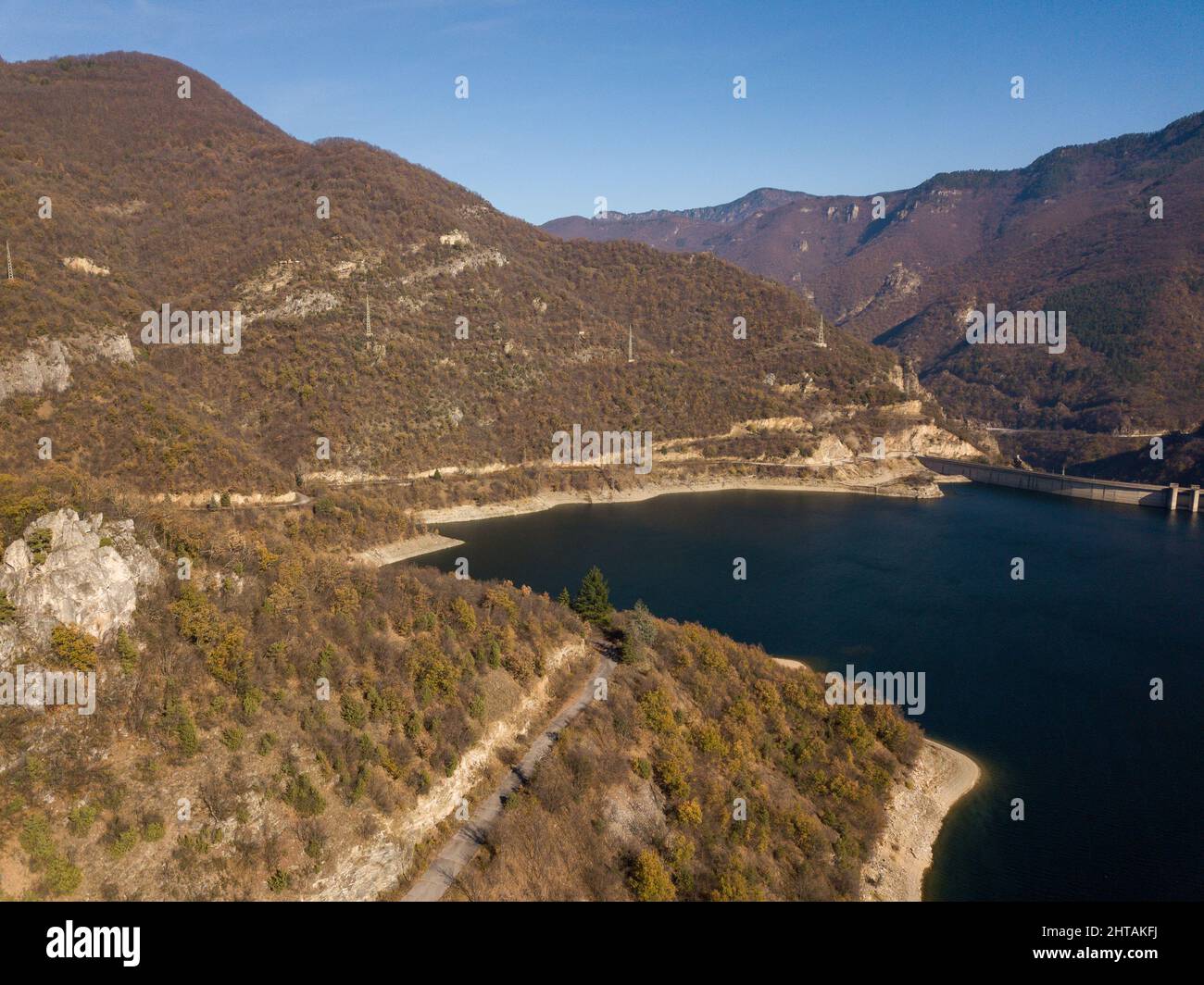 Aerial view of a beautiful landscape with Vucha dam in Bulgaria Stock ...