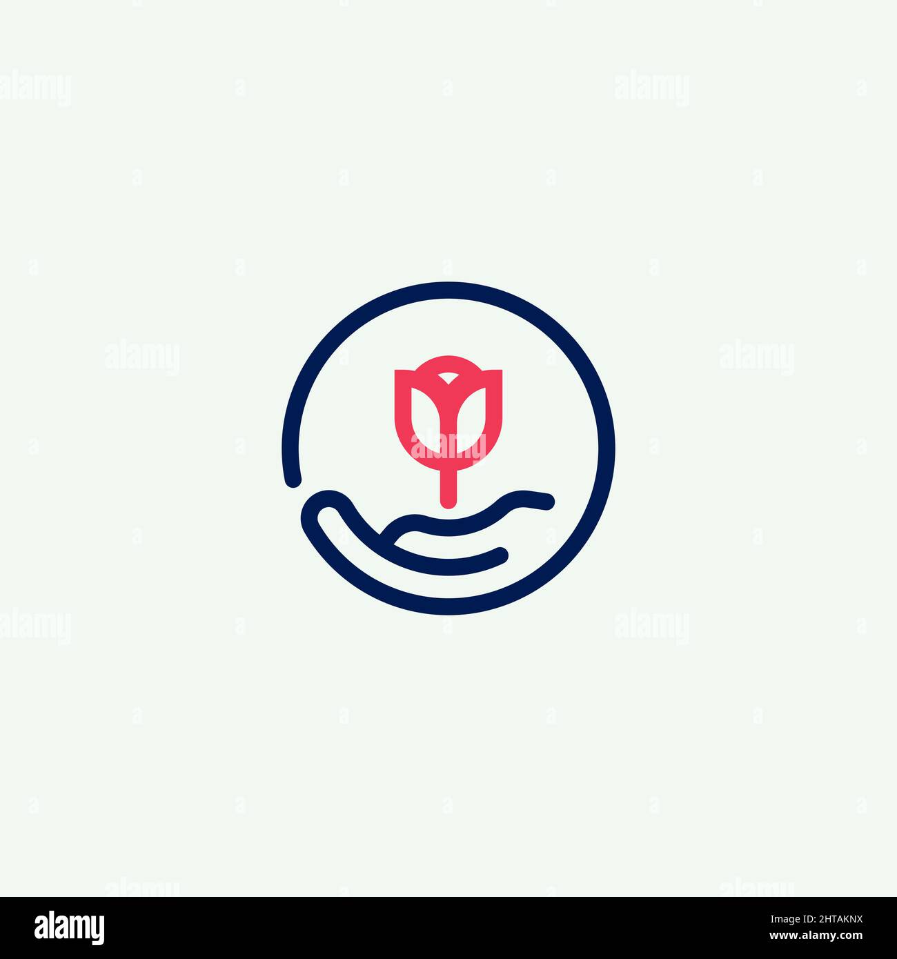 Save flower logo design inspiration vector template. Hand with flower ...