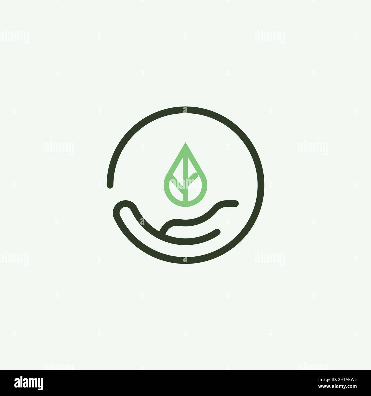 Save green logo design inspiration vector template. Hand with leaf icon ...
