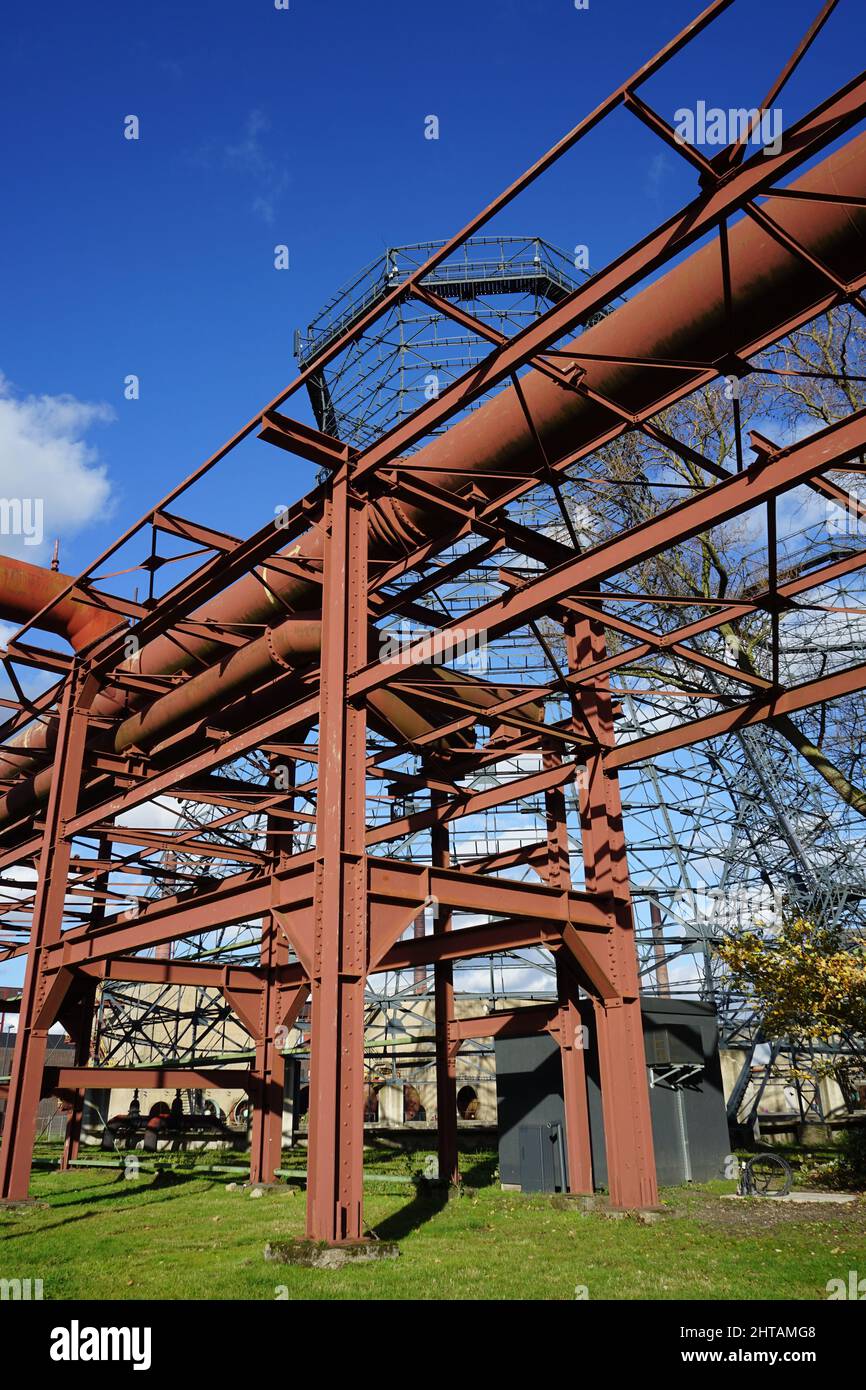 Big rusty metal structures in an abandoned old industrial factory Stock ...