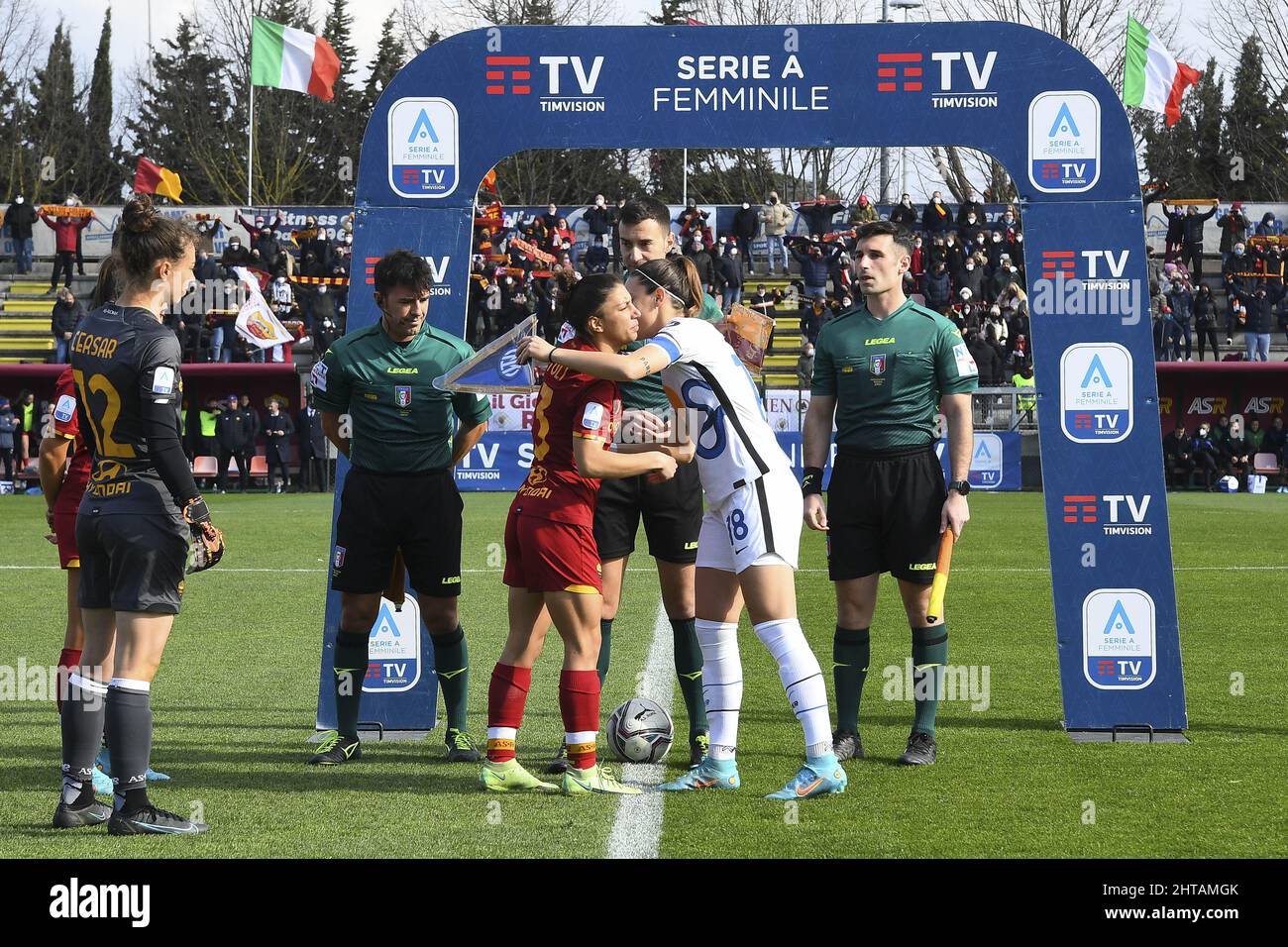 Rome, Italy. 27th Feb, 2022. Elisa Bartoli of AS Roma Women and Marta ...