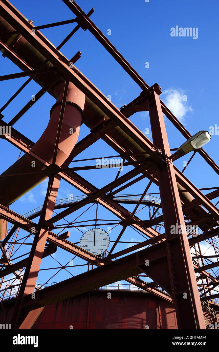 Big rusty metal structures in an abandoned old industrial factory Stock ...