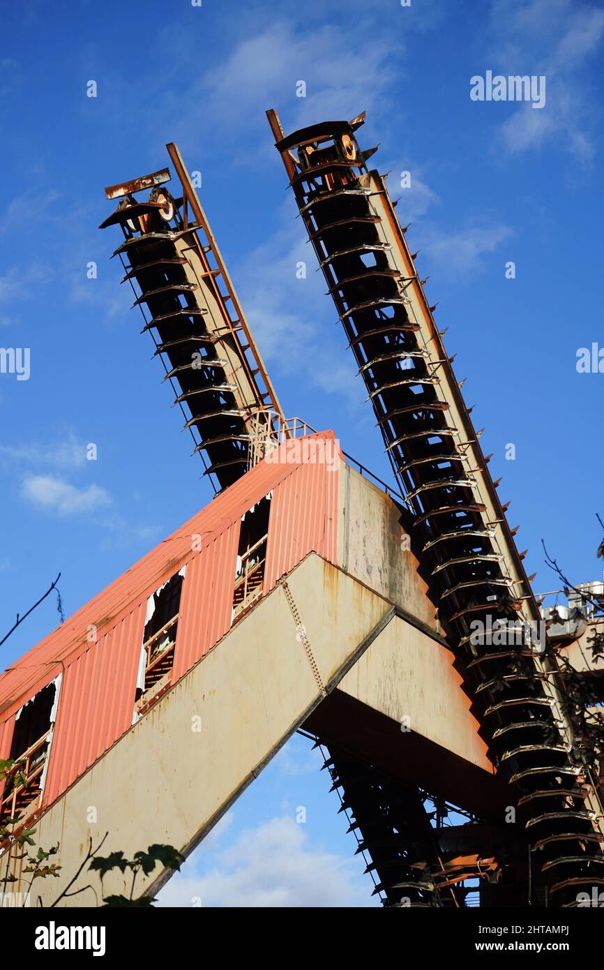 Big rusty metal structures in an abandoned old industrial factory Stock ...
